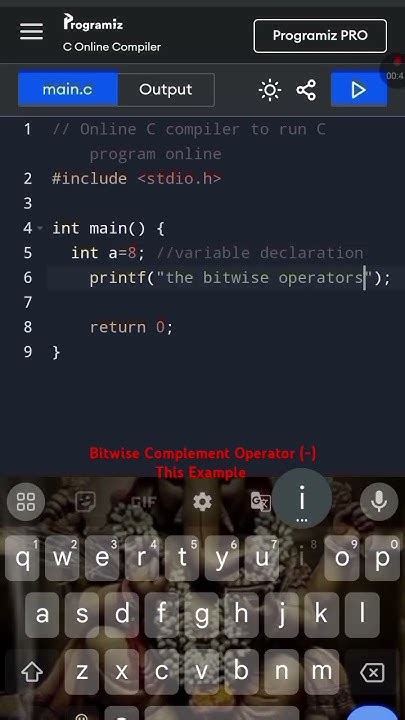 C Bitwise Operator Means Is Called 1s Complement👍 Youtube