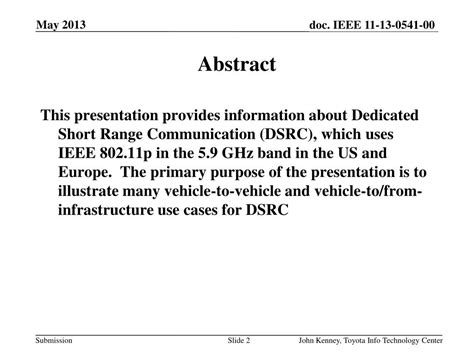 PPT Dedicated Short Range Communication DSRC Applications Tutorial PowerPoint Presentation