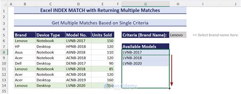 Excel Index Match Formulas With Returning Multiple Matches