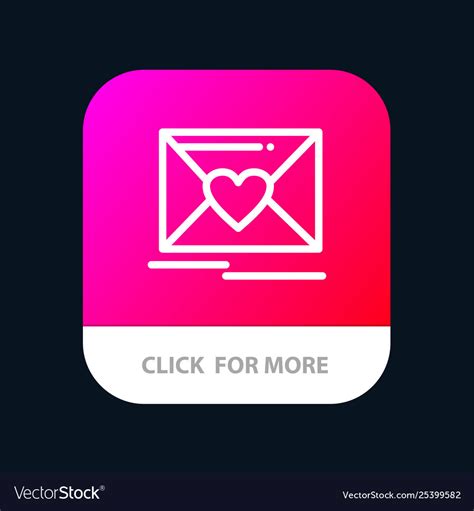 Mail Love Heart Wedding Mobile App Button Android Vector Image