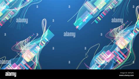 Abstract Data Waveform Background With Dynamic Lines Grids And Color Bars Vector Illustration