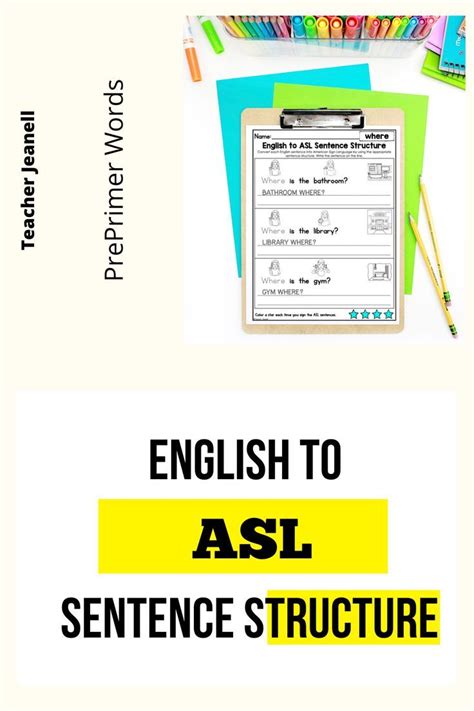 English To Asl Sentence Structure Pre Primer Sight Words Asl Grammar