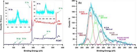 Survey Scan Xps Spectra Of Cnt And Fcnt And B Deconvoluted C 1s