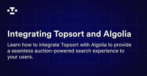 Integrating Topsort And Algolia Topsort Documentation