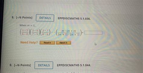 solved 6 points] eppdiscmath5 5 1 036 when m 1