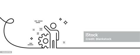 Employee Line Icon Business Management Sign Continuous Line With Curl Vector Stock Illustration