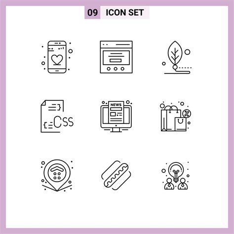 Pack Of 9 Creative Outlines Of Computer Development Biology Develop Coding Editable Vector