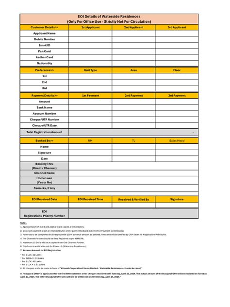 Eoi Submission Form Waterside Residences Pdf Cheque Banking