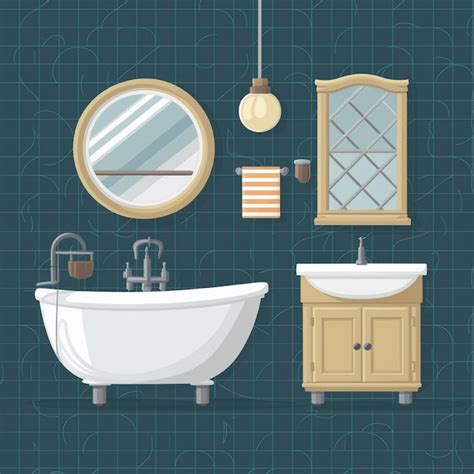 Vectors Of Bathroom Fixtures And Accessories Premium Ai Generated Image