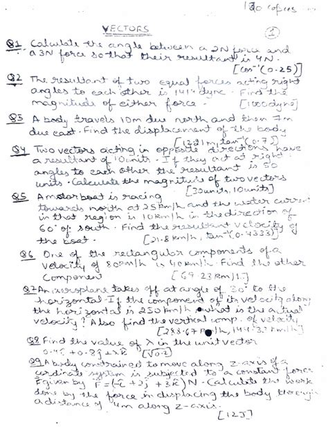 Assignment Vectors Pdf