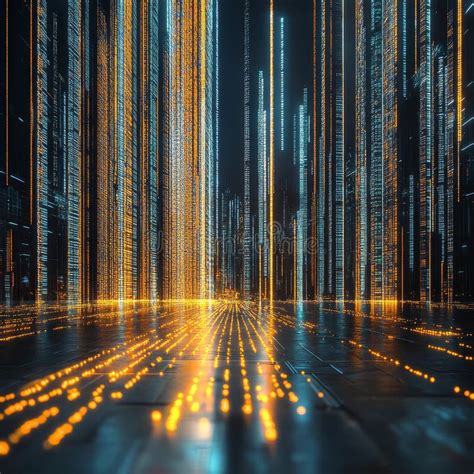 Futuristic Cityscape Glowing Data Streams Digital Technology Innovation Concept 3d Rendering