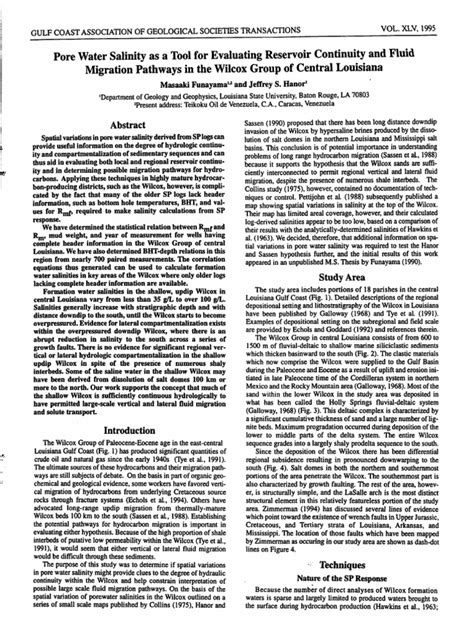 Funayama And Hanor 1995 Pore Water Salinity As A Too For Evaluating