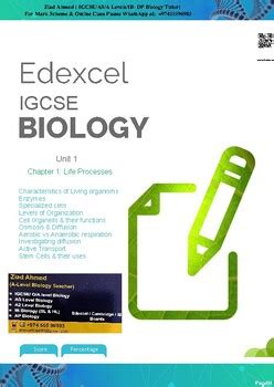 Edexcel IGCSE Biology Topical Questions Chapter Life Processes