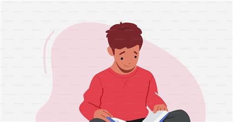 어린 소년은 책을 읽고 아이 캐릭터를 공부하고 대학을 방문하거나 유치원 학습 수업을 듣습니다 도서관에 있는 학교 아이 학교 교육 지식 개념으로 돌아갑니다 만화