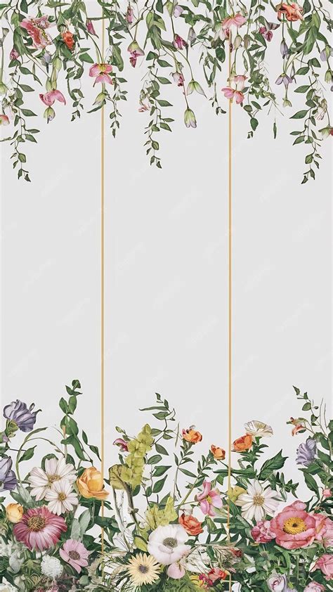 Top And Bottom Border Made With Flowers On White Background Premium