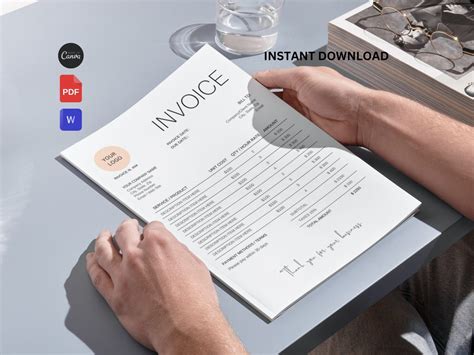 Invoice Template PDF Word Business Invoice Invoice Word Editable Invoice Custom Invoice