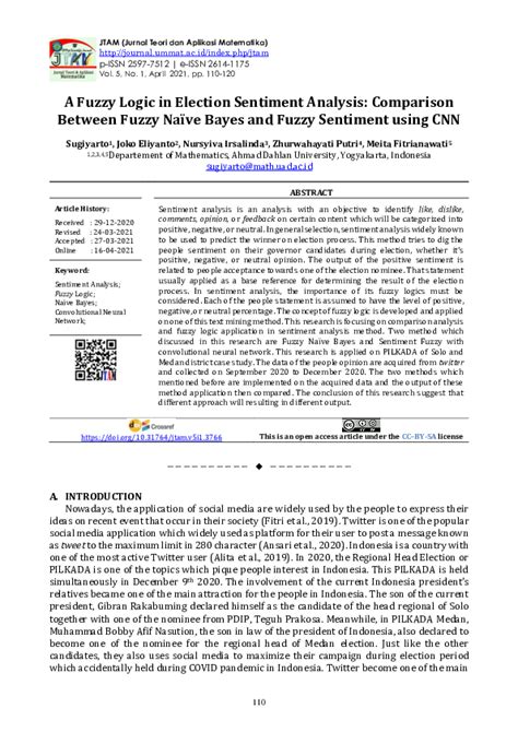 Pdf A Fuzzy Logic In Election Sentiment Analysis Comparison Between