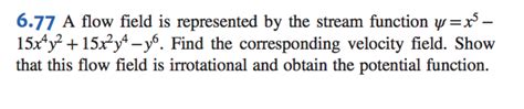 Solved 677 A Flow Field Is Represented By The Stream