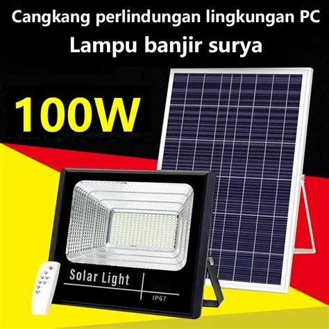 Jual LAMPU SOROT SOLAR CELL LED TENAGA SURYA PANEL SURYA 100W SOLAR CELL Shopee Indonesia