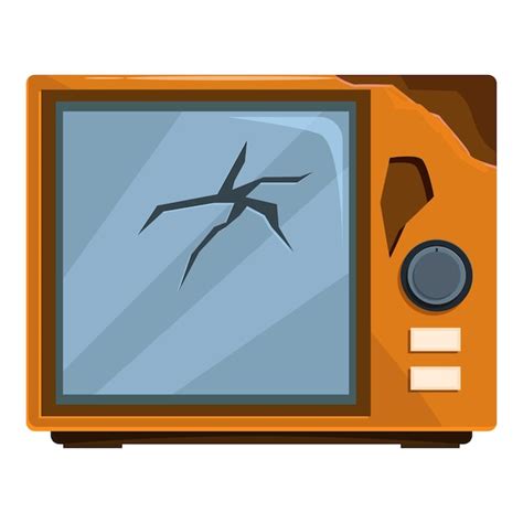 Premium Vector Old Broken Television Set With Cracked Screen