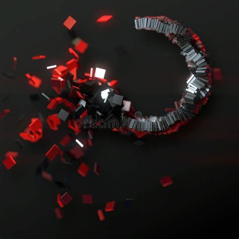 Composition of Intertwined Red and Black Metallic Shiny Rectangles. 3d Rendering Digital ...