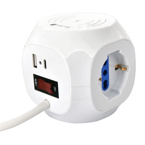Cube Power Strip 4 Power Places With Usb A Usb C™ Qc30 And Wireless