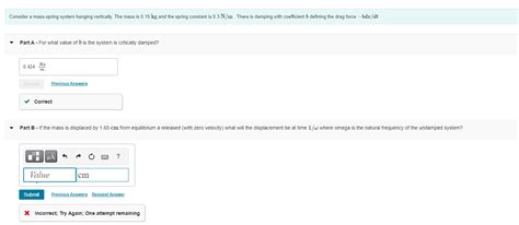 Solved Part A For What Value Of B Is The System Is Chegg Com