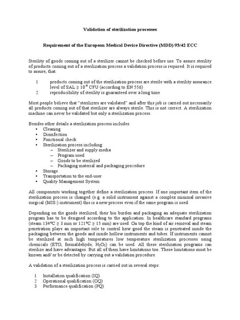 Validation Of Sterilization Processes Pdf Sterilization