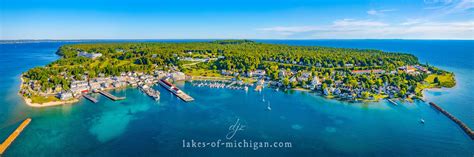 Mackinac Island Aerial 3x1 Panoramic Photo — Aerial Landscape Real