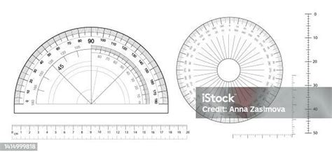 Angles Measuring Tool Set Round 360 Protractors Scale 180 Degrees Measure Metric Rulers Set