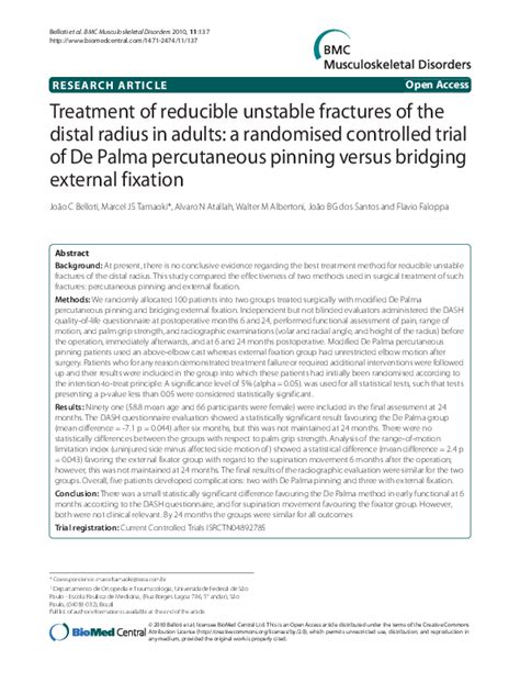 Pdf Percutaneous Pinning Vs External Fixation For Distal Radius Fractures