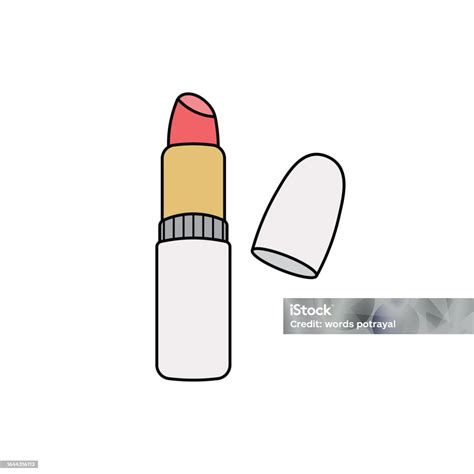 만화 벡터 그림 립스틱 아이콘을 그리는 아이들은 흰색 배경에 고립되어 있다 0명에 대한 스톡 벡터 아트 및 기타 이미지 0명