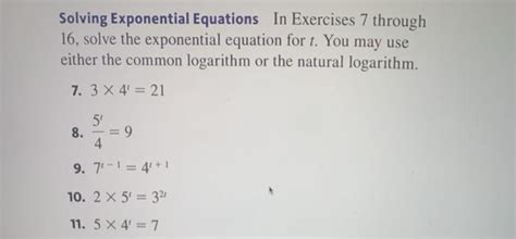 Solved Solving Exponential Equations In Exercises 7 Through Chegg Com