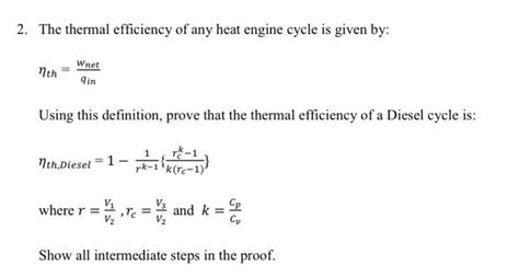 Solved The Thermal Efficiency Of Any Heat Engine Cycle Is Chegg