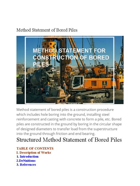 Method Statement Of Bored Piles 21 Pdf Deep Foundation Casing