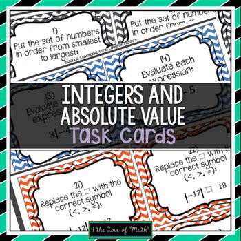 Integers Absolute Value Task Card By The Love Of Math TPT
