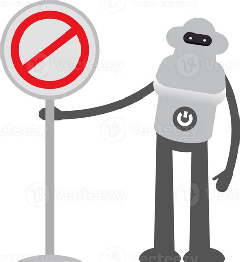 Robot Character And Prohibition Signage Illustration 57913895 Png