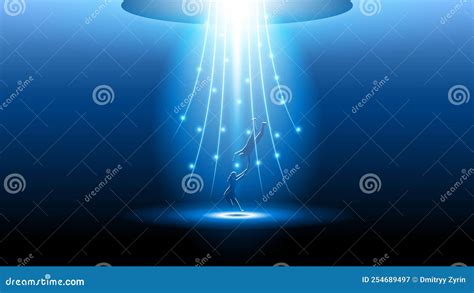 Abstract Aliens On Flying Saucers In Dark Planets Background Gradient