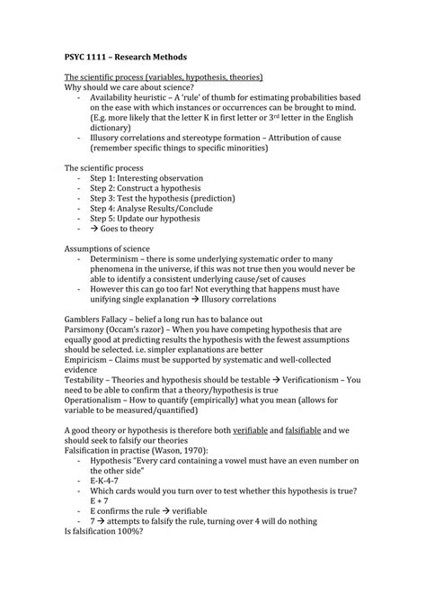Psyc 1111 Research Methods Notes Psyc1111 Measuring Mind And Behaviour Unsw Thinkswap