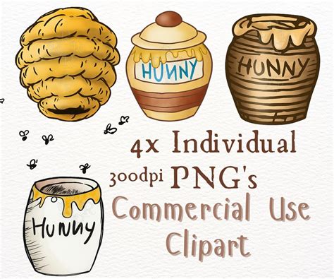 Classic Winnie The Pooh Clipart Bundle Hunny Pots And Honey Bee Hive