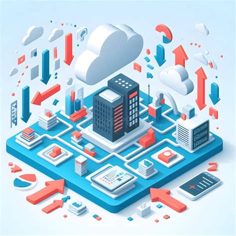 3d Flat As Cloud Computing Scalability And Flexibility With Arrows And