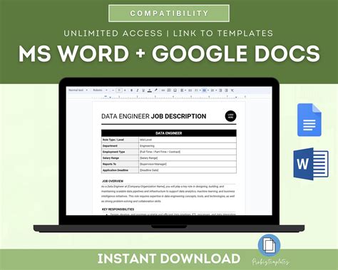 Data Engineer Job Description Template Data Engineering