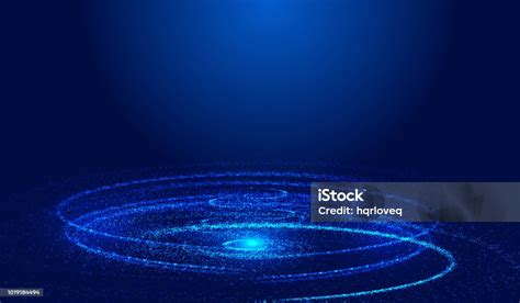 네트워크 기술에 큰 데이터의 추상 배경에 빛나는 입자의 모션의 트랙에 의해 만들어진 우주 소용돌이 디지털화에 대한 스톡 벡터