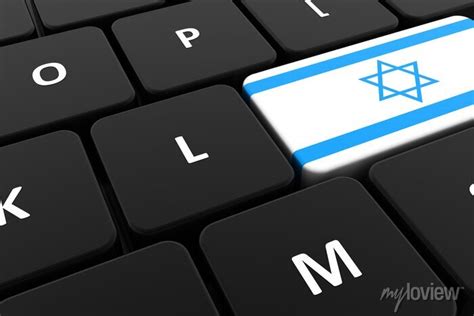 Teclado de computador botão do close up da bandeira de israel adesivos para a parede