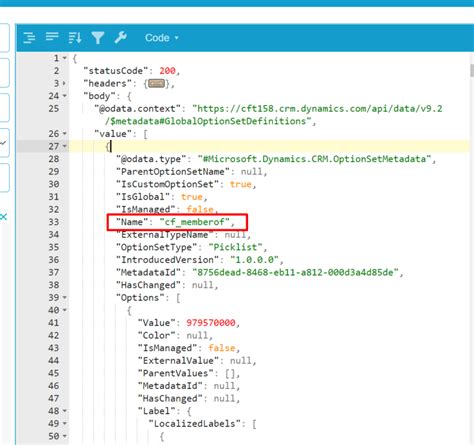 retrieve metadata of global optionsets from dynamics 365 in power