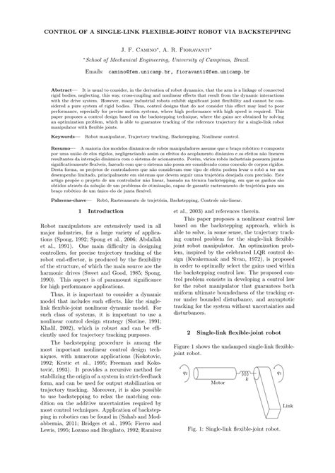 Full Article Control Of A Single Link Flexible Joint Robot Via