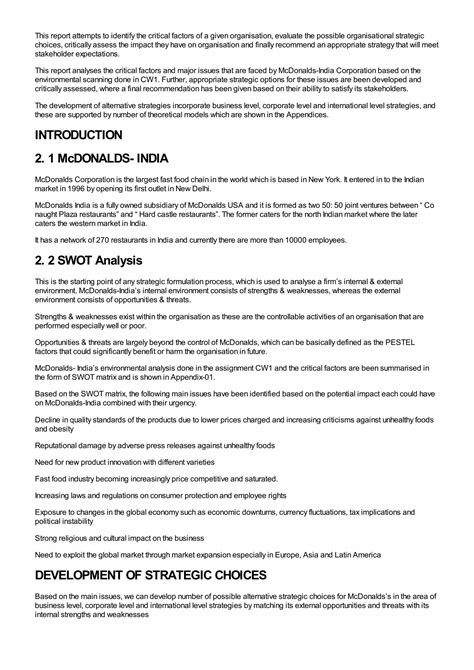SOLUTION Mcdonalds India Swot Analysis Studypool