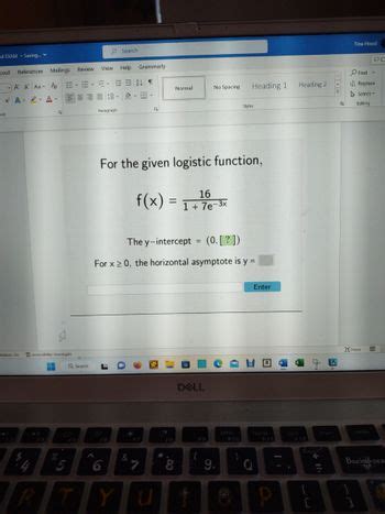 Answered For The Given Logistic Function 16 F X 1 70 3x The Y Intercept 0 For X