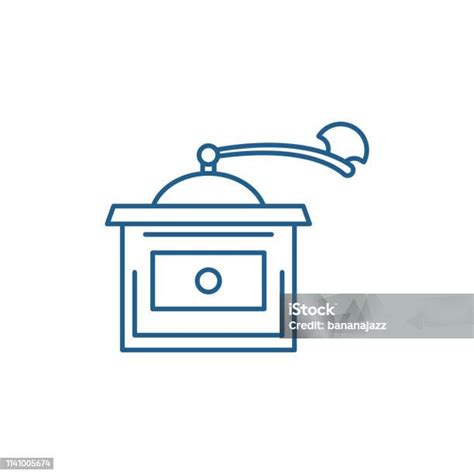커피 분쇄기 라인 아이콘 개념입니다 커피 분쇄기 평면 벡터 기호 기호 개요 그림 0명에 대한 스톡 벡터 아트 및 기타 이미지