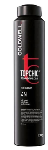 Стойкая краска Goldwell Topchic 4n средне коричневый перманентный краситель для седых волос
